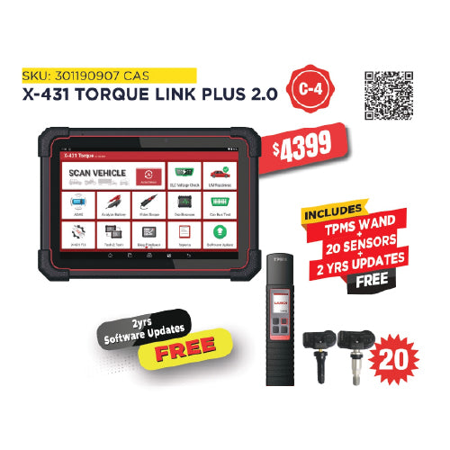 LAUNCH X-431 TORQUE LINK PLUS 2.0 +TPMS Wand + 20 sensors + 2 Years up ...